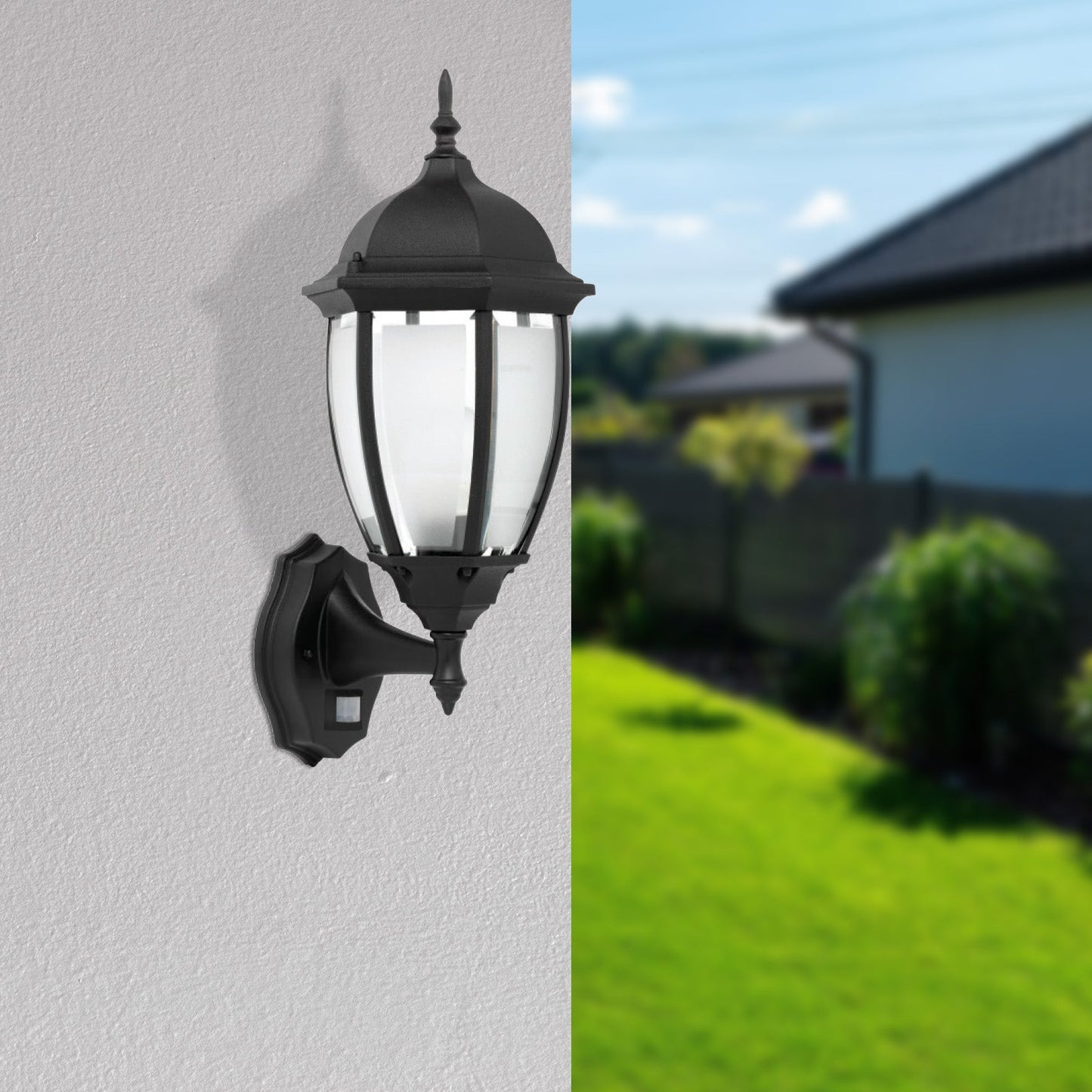 Brilliant Matt Black Cambridge Traditional Coach Light with Sensor