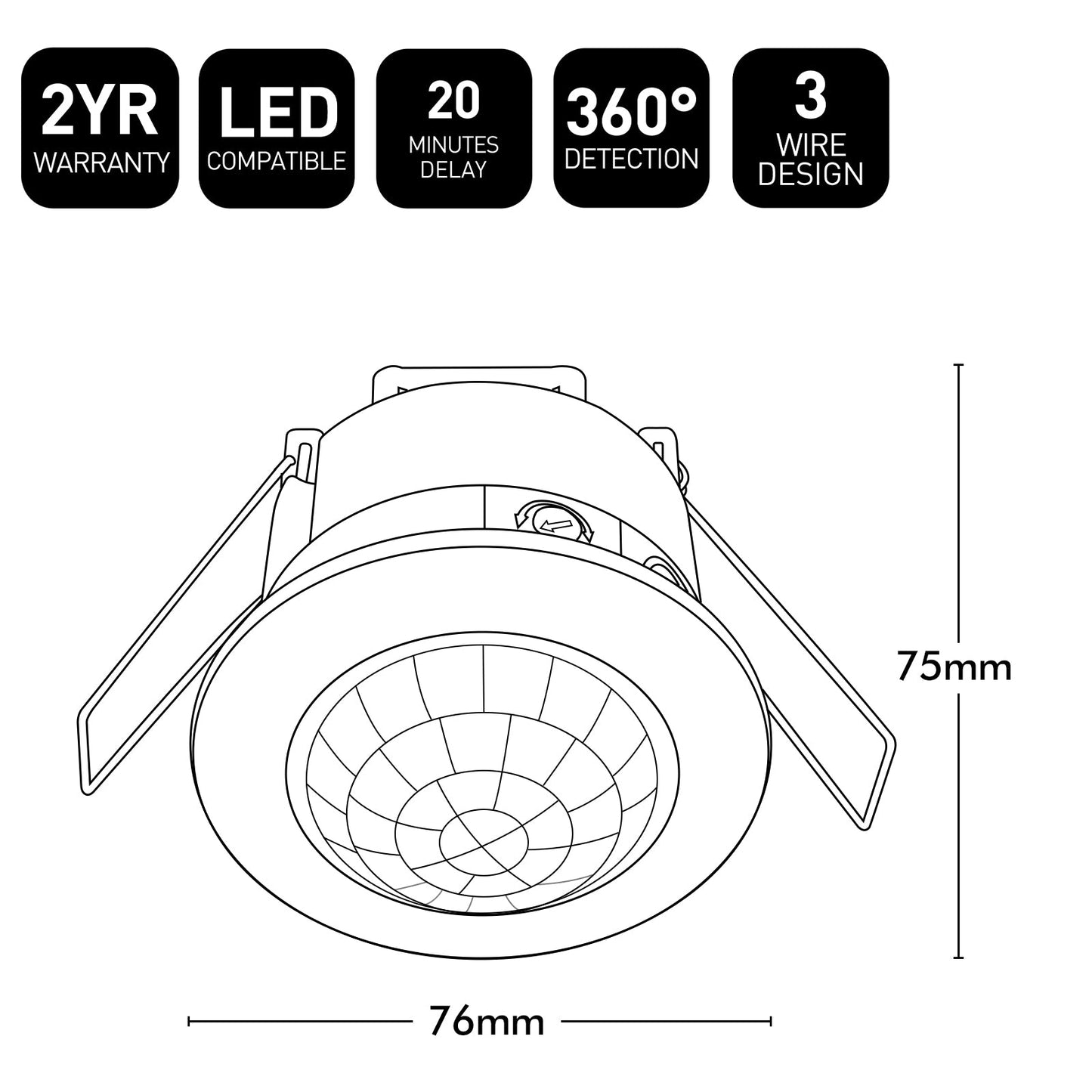 Brilliant White EYE 360° Series-II Surface Mount Recessed Pir Security