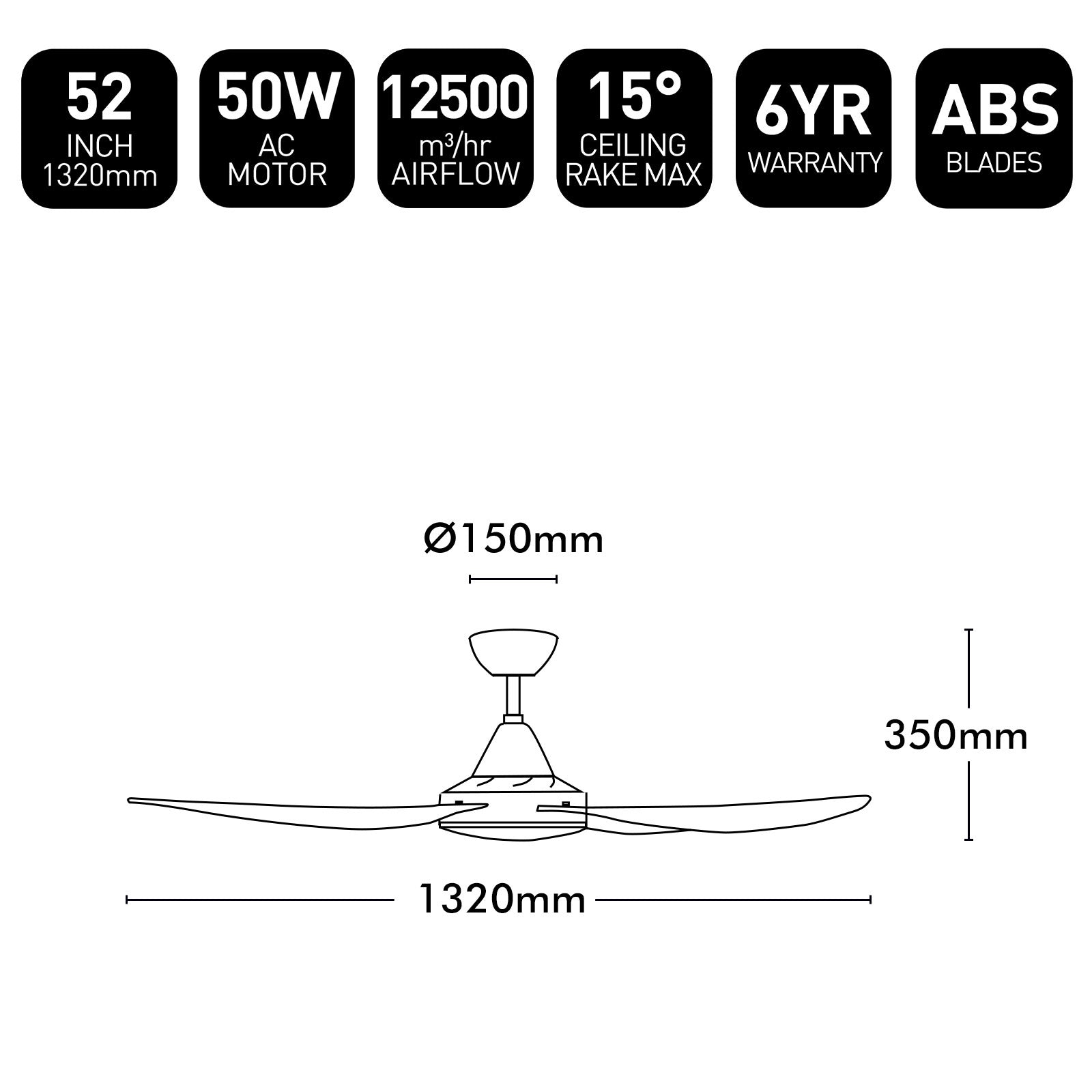 Brilliant White Vector-III 52’’ AC Ceiling Fan