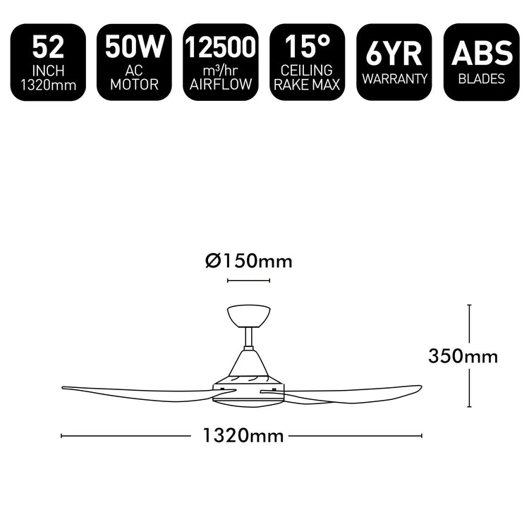 Brilliant White Vector-III 52’’ AC Ceiling Fan