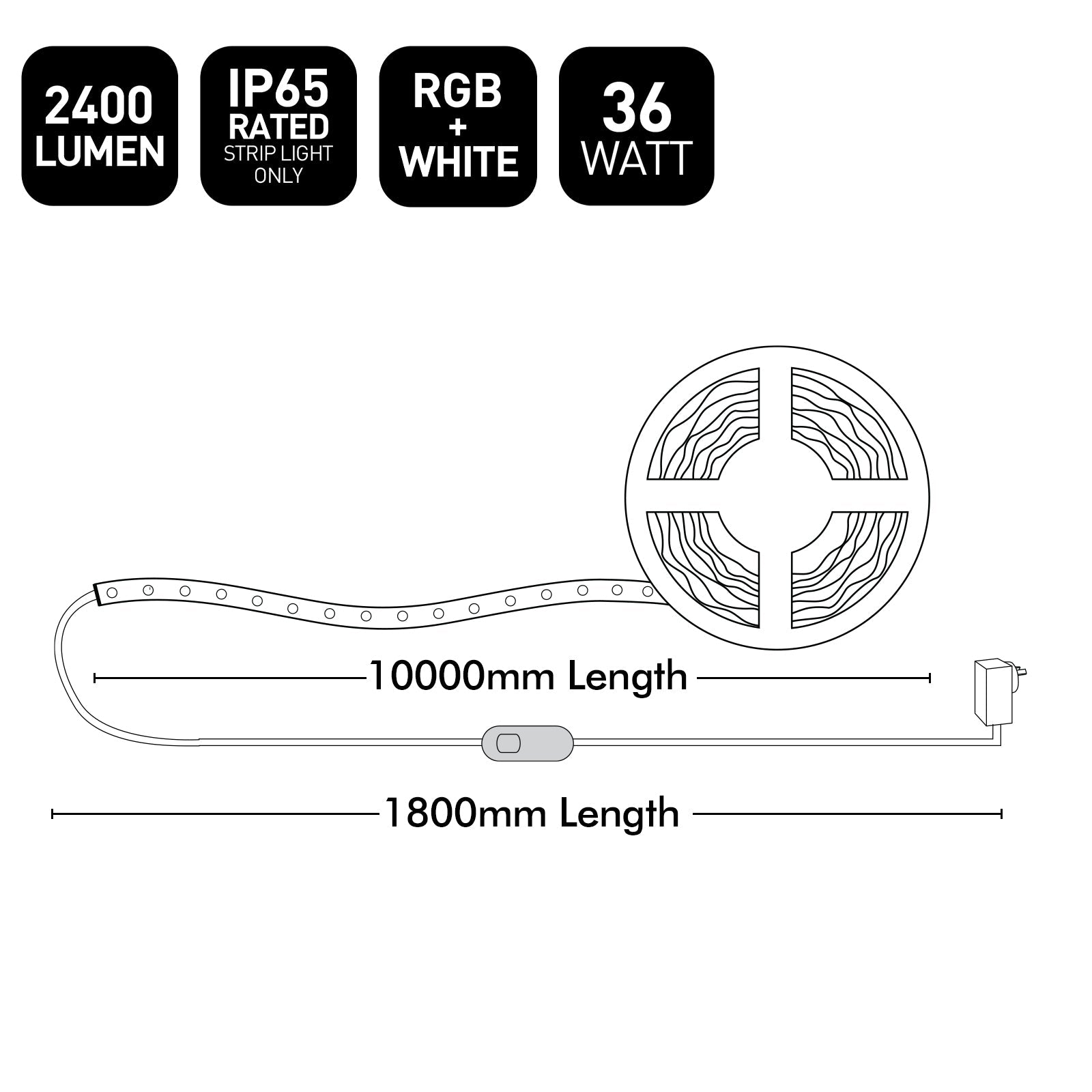 Brilliant RGB & White Pixel 10m Strip Light Kit